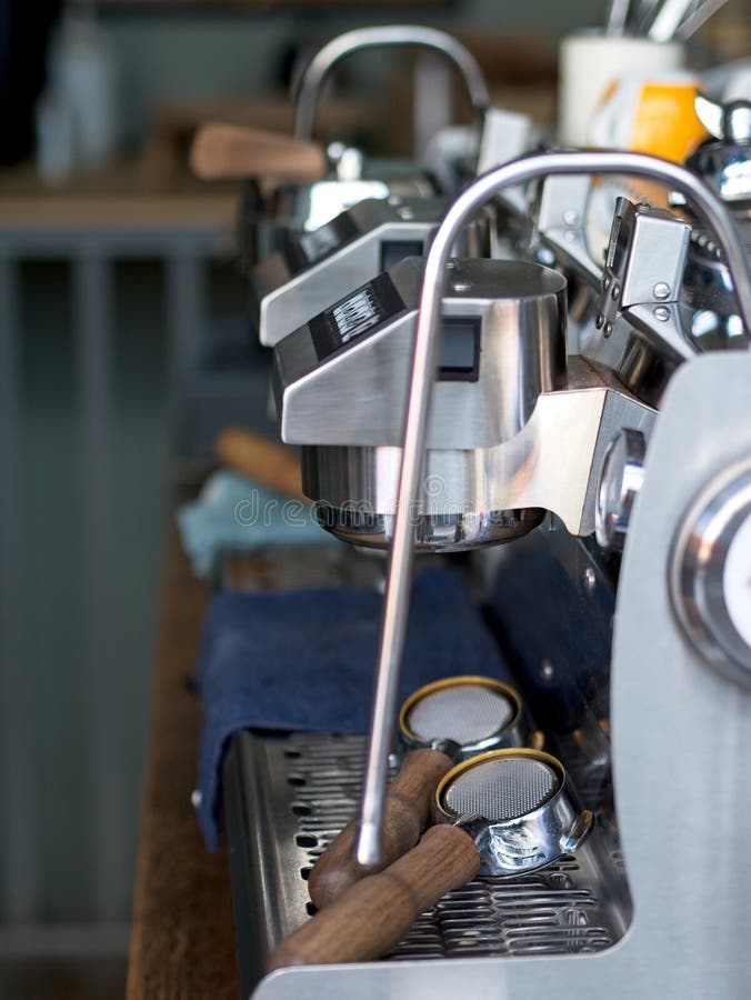 Close-up of Professional Espresso Coffee Machine Stock Image - Image of ...