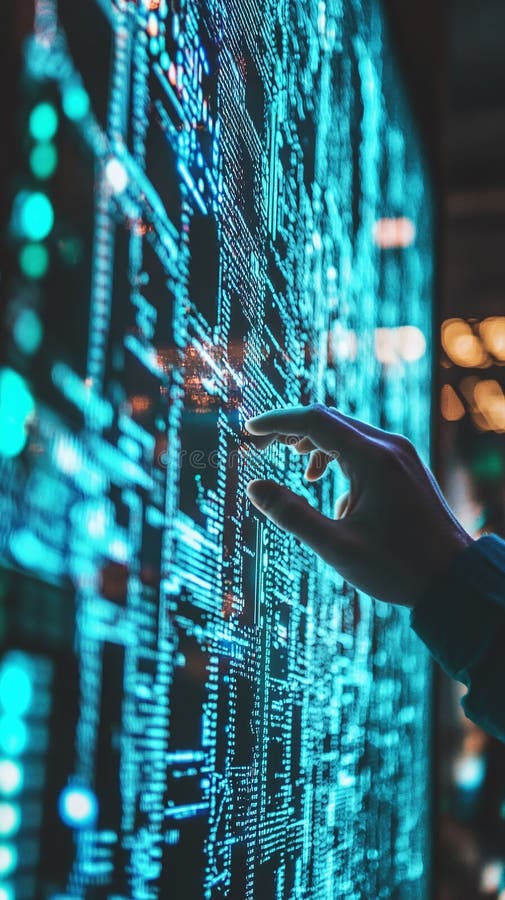 Close-up of a Professional Interacting with Sound Graphics and ...