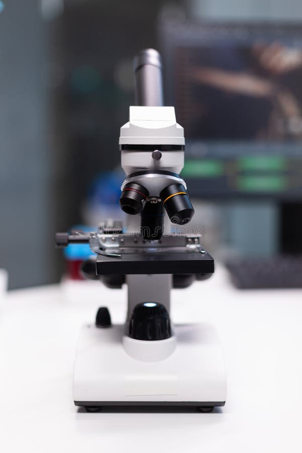 Close Up of Professional Microscope in Laboratory Space Stock Photo ...