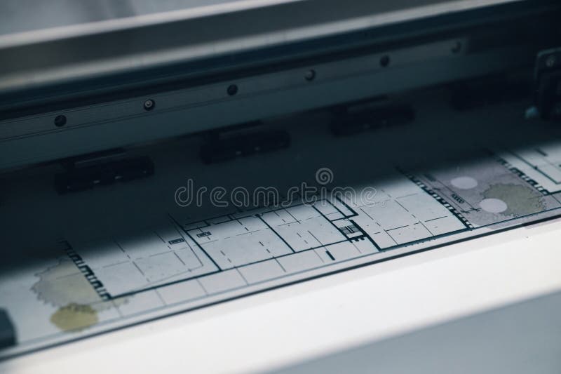Professional Printer Printing Blueprint in Workshop Stock Photo - Image ...