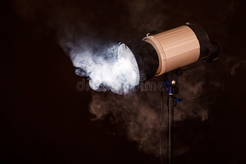 Close-up of Professional Studio Light. Concept Photoshoot in Fog Stock ...