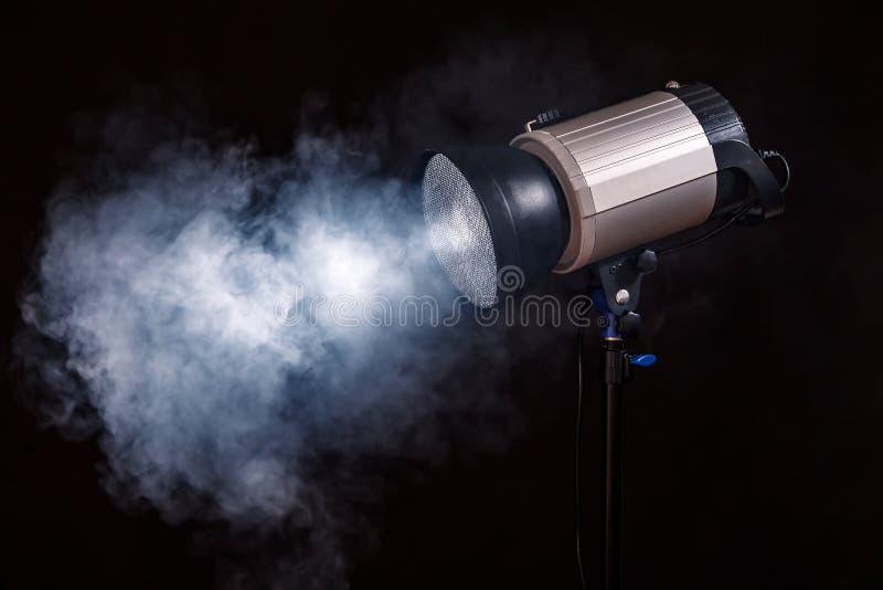 Close-up of Professional Studio Light. Concept Photoshoot in Fog Stock ...