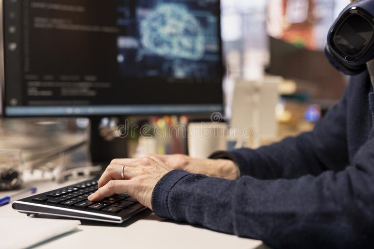 Close Up of it Professional Using AI Machine Learning Systems on PC Stock Photo - Image of ...