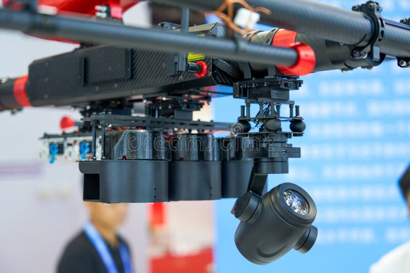 Close-up of Professional Video Camera Hanging on Tripod in Exhibition ...