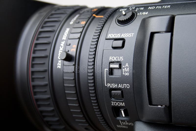 Close Up of Professional Video Camera Lens Stock Photo - Image of ...