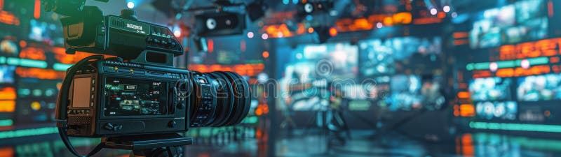 Professional Video Camera Recording in a Broadcast Studio with Multiple ...