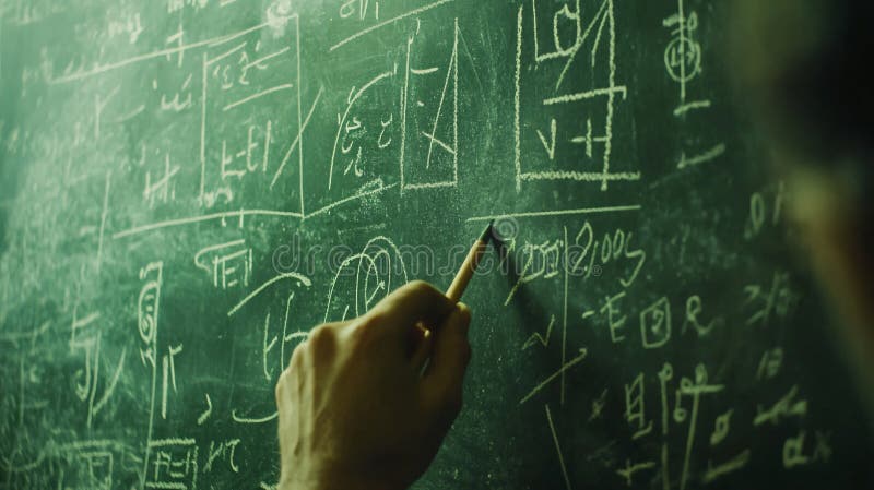 Close-up of a Professor S Hand Writing Complex Mathematical and ...