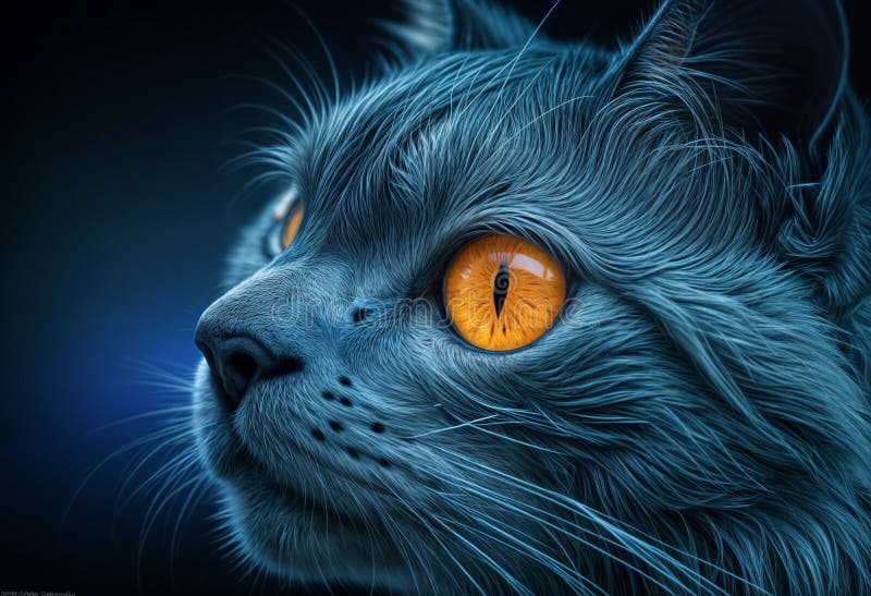 A Close-up Profile of a Cats Face, Focused on Its Blue Eye, with the ...