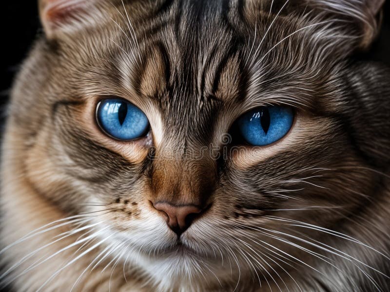 A Close-up Profile of a Cats Face, Focused on Its Blue Eye, with the ...