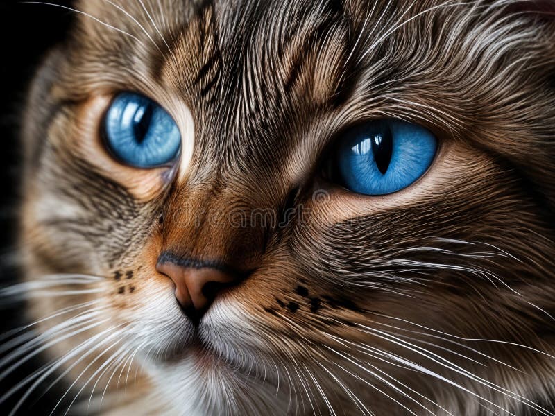 A Close-up Profile of a Cats Face, Focused on Its Blue Eye, with the ...