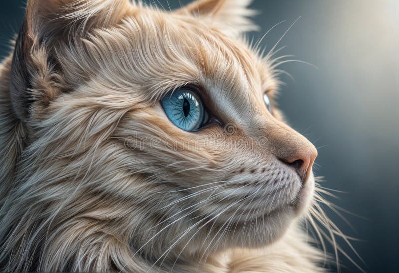 A Close-up Profile of a Cats Face, Focused on Its Blue Eye, with the ...