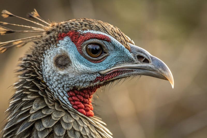 Close-up Profile of a Grey-and-red Crested Bird Stock Illustration ...