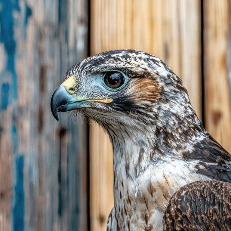 Close-up Profile of a Hawk with Piercing Gaze Stock Illustration ...