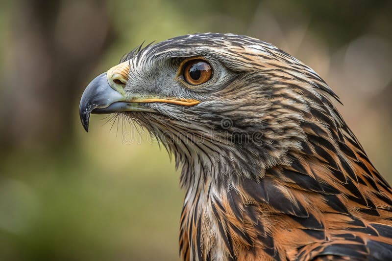 Close-up Profile of a Hawk S Head, Showcasing Its Sharp Beak, Intense ...