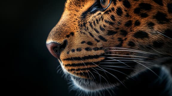 A Close Up Profile of a Leopards Face Stock Photo - Image of beauty ...