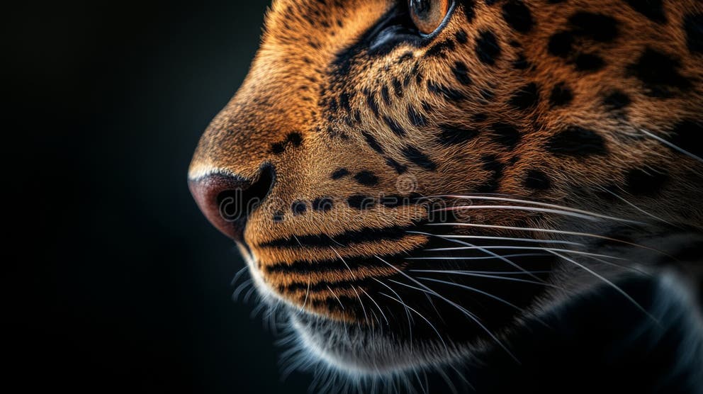 A Close Up Profile of a Leopards Face Stock Photo - Image of beauty ...