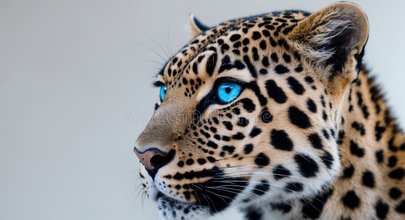 A Close Up Profile of a Majestic Leopard with Blue Eyes Stock Photo ...