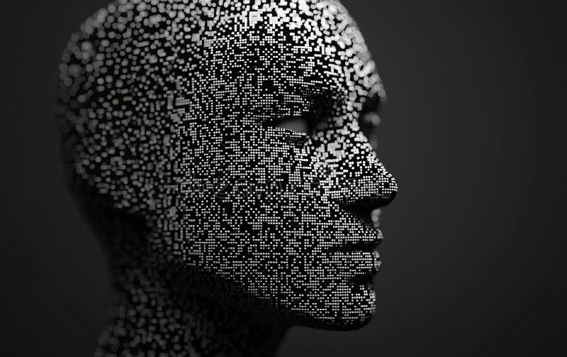 Abstract Digital Face Profile Pixelated Human Head Futuristic ...