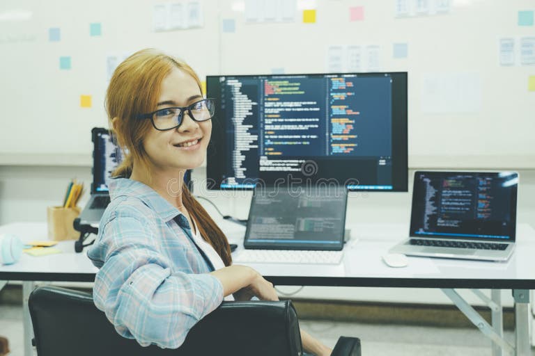 Close Up Programmer is Coding and Programming Software. Stock Photo - Image of programmer ...