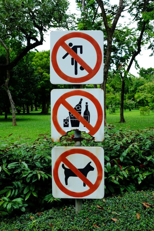 Prohibited Activities Sign in Public Park. Stock Photo - Image of ...