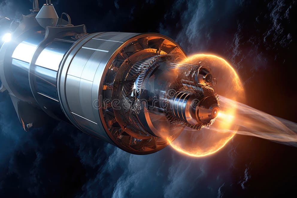 Close-up of a Propulsion System in Space Stock Illustration ...