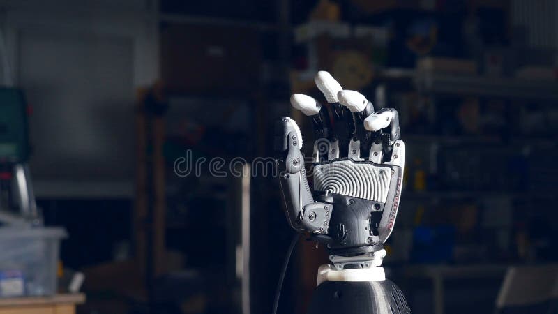 Close Up. Prosess of the Futuristic Robot Hand`s Closing Stock Video ...