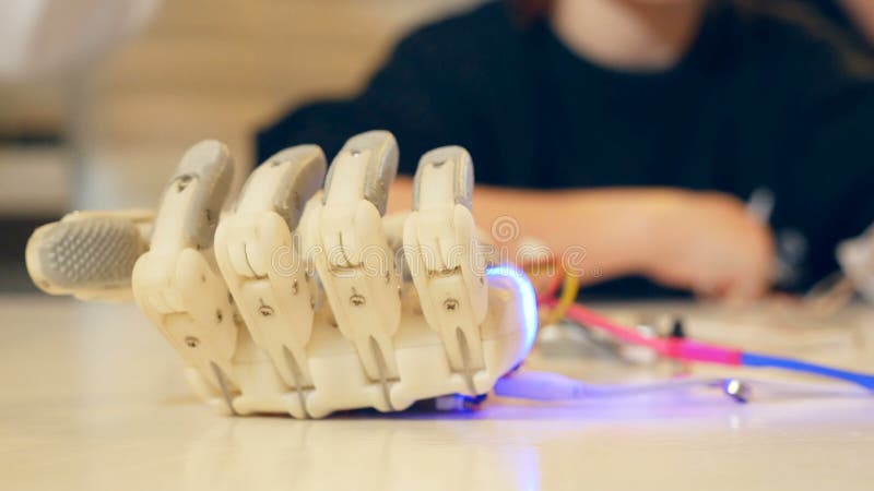 Close Up. Prosess of the Futuristic Robot Hand`s Closing Stock Video ...