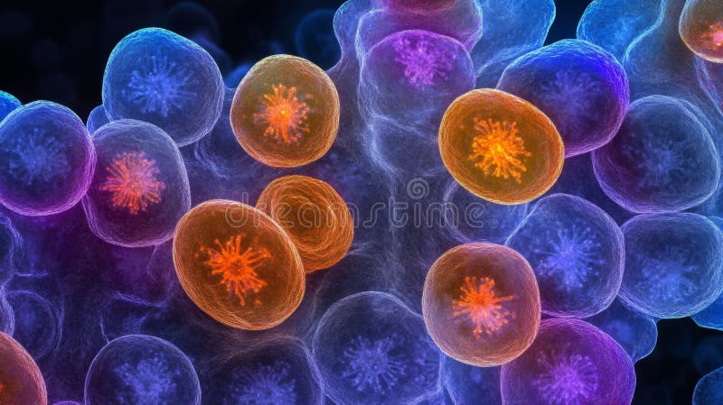 Close-up of Prostate Cancer Cells Multiplying Under Dramatic Lighting ...