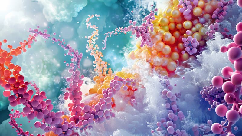 Close Up of Proteomic Study Showing Protein Structure and Cell Material ...