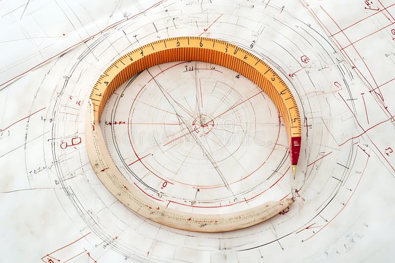 Closeup of a Protractor on a Technical Drawing Stock Illustration ...