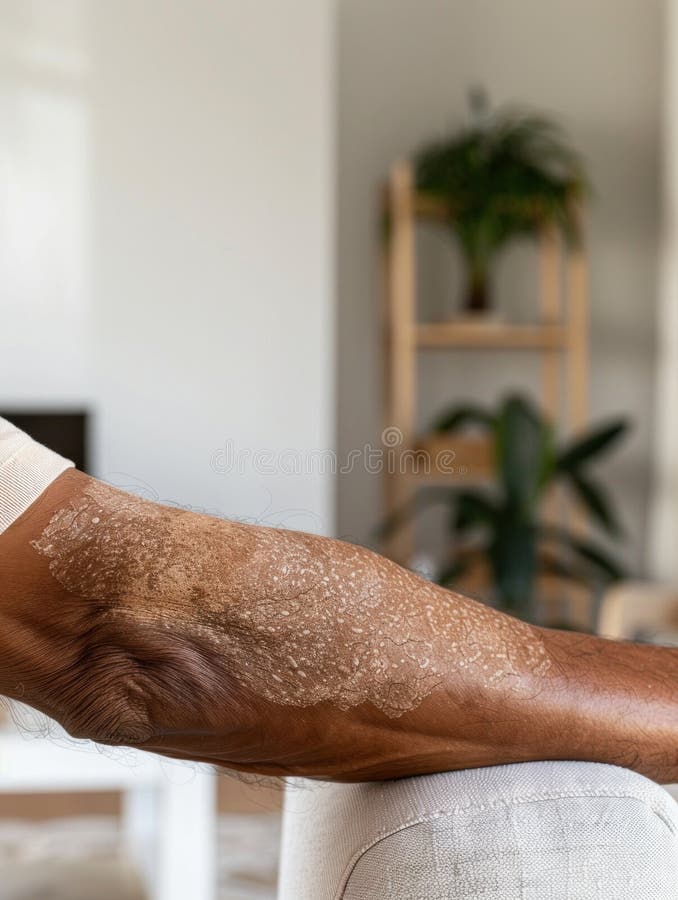 Close-up of Psoriasis on Arm in Natural Light Setting with Indoor ...