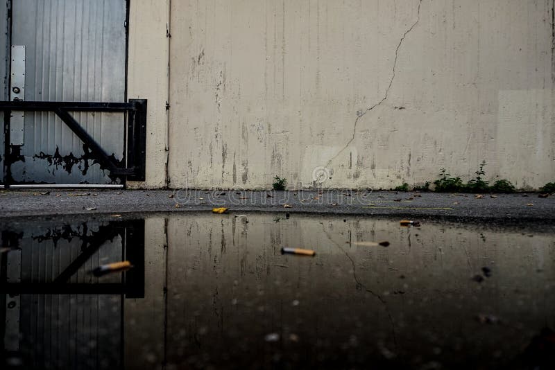 Close Up of a Puddle in Front of a Building Stock Photo - Image of ...