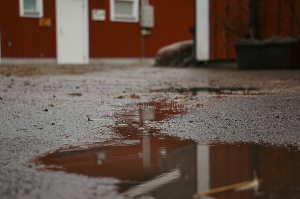 Close Up of a Puddle on Front of a Building Stock Photo - Image of ...