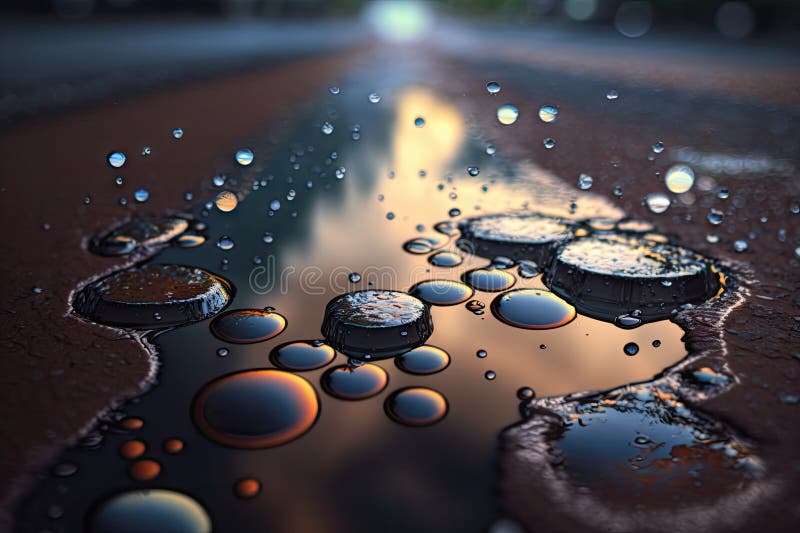 Close-up of Puddle, with Raindrops Falling from Above Stock Photo ... Close-up of Puddle, with Raindrops Falling from Above Stock Photo ...