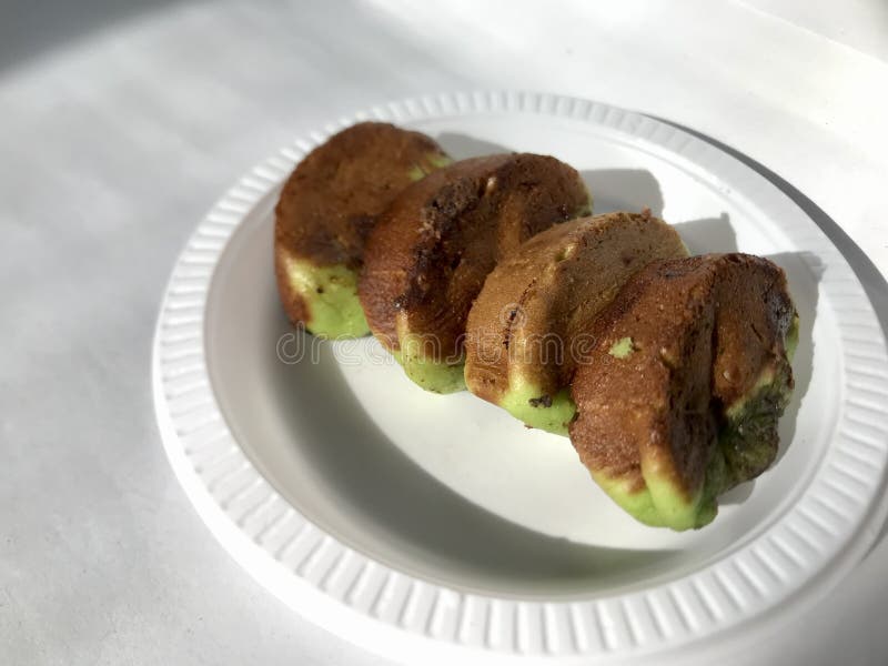 Close Up of the Pukis Pandan Set on Plate. Stock Image - Image of ...