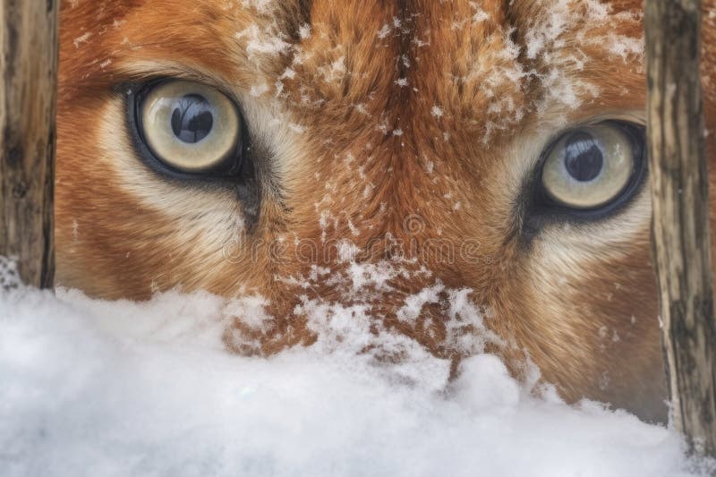 Close-up of Puma Eyes, Stalking in Snow Stock Illustration ...
