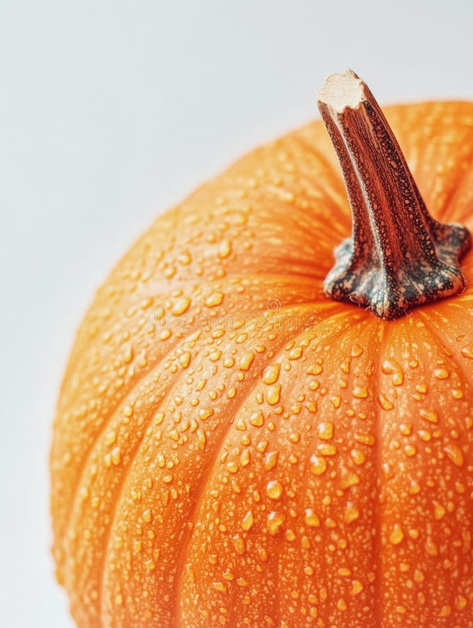 Close-up of a Pumpkin with Drops of Water on Its Surface Stock Image ...