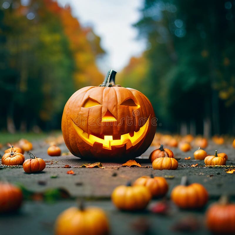 Close Up of Pumpkin Jack O Lantern Halloween Decoration, Created with ...