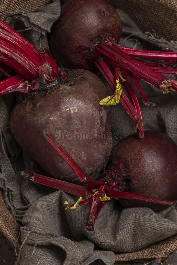Close Up of Purple Beetroot in the Basket at the Table Stock Image ...