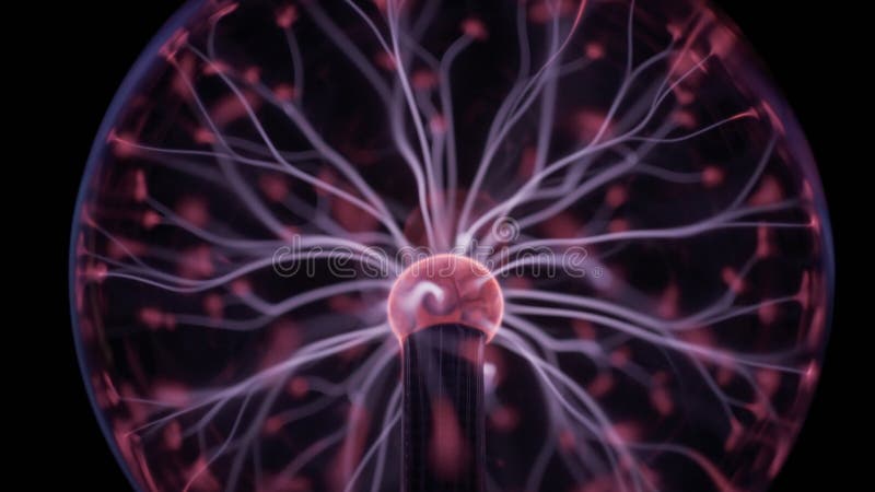 Close Up of Purple Energy Waves Discharging Inside the Plasma Ball ...