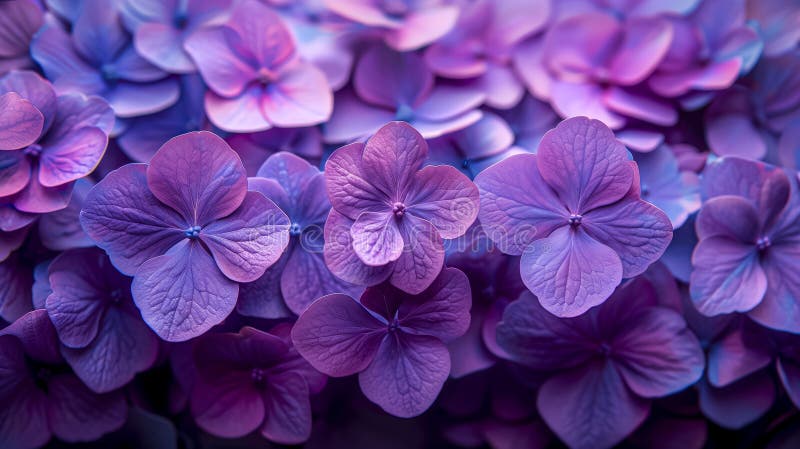 Close-Up of Purple Hydrangea Flowers with Subtle Pink Highlights Stock ...