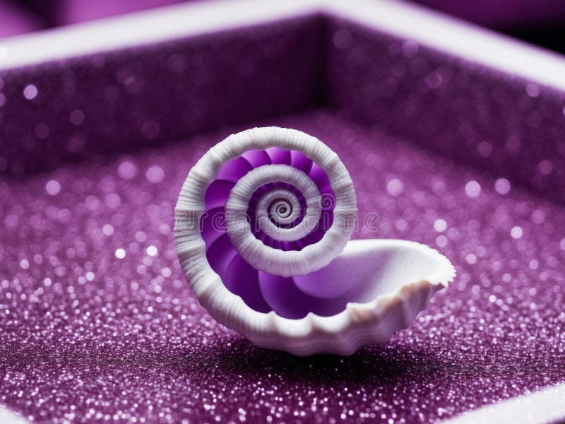 Close Up of Purple Seashell on Glittery Purple Surface. Stock Photo ...
