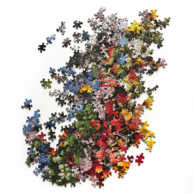 Close-up of a Puzzle Assembly, Selective Focus on Interlocking Pieces ...