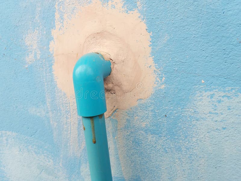 Pvc Pipe on Blue Cement Wall Texture Stock Photo - Image of ditch ...
