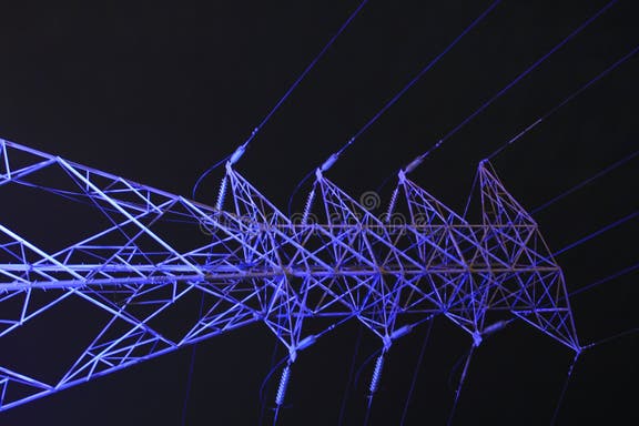Close-up Pylon at Night stock photo. Image of industrial - 3236056