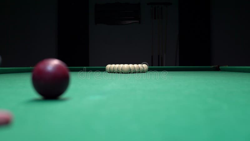 Close Up of a Pyramid of Billiard Balls Being Smashed Stock Photo ...