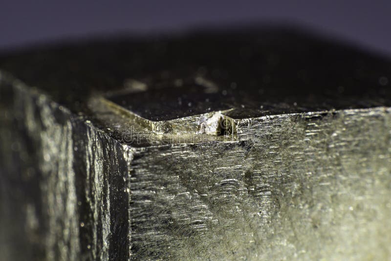 Close Up on a Pyrite Mineral Stone Stock Image - Image of golden ...