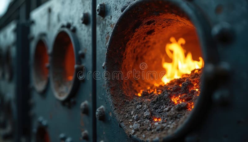 Close-up of Pyrolysis Unit Converting Biomass into Biochar, Bio-oil ...