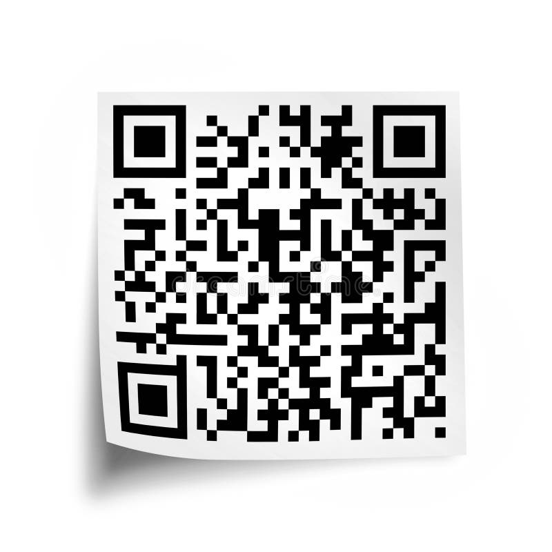 Close Up of a QR Code on a White Stick Note Stock Illustration ...