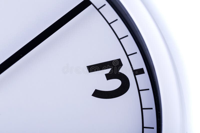 Close Up Quarter of an Analog Clock Showing the Hour of Three Stock ...
